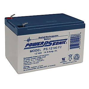 Powersonic PS-12140 - 12 Volt/14 Amp Hour Sealed Lead Acid Battery with 0.250 Fast-on Connector