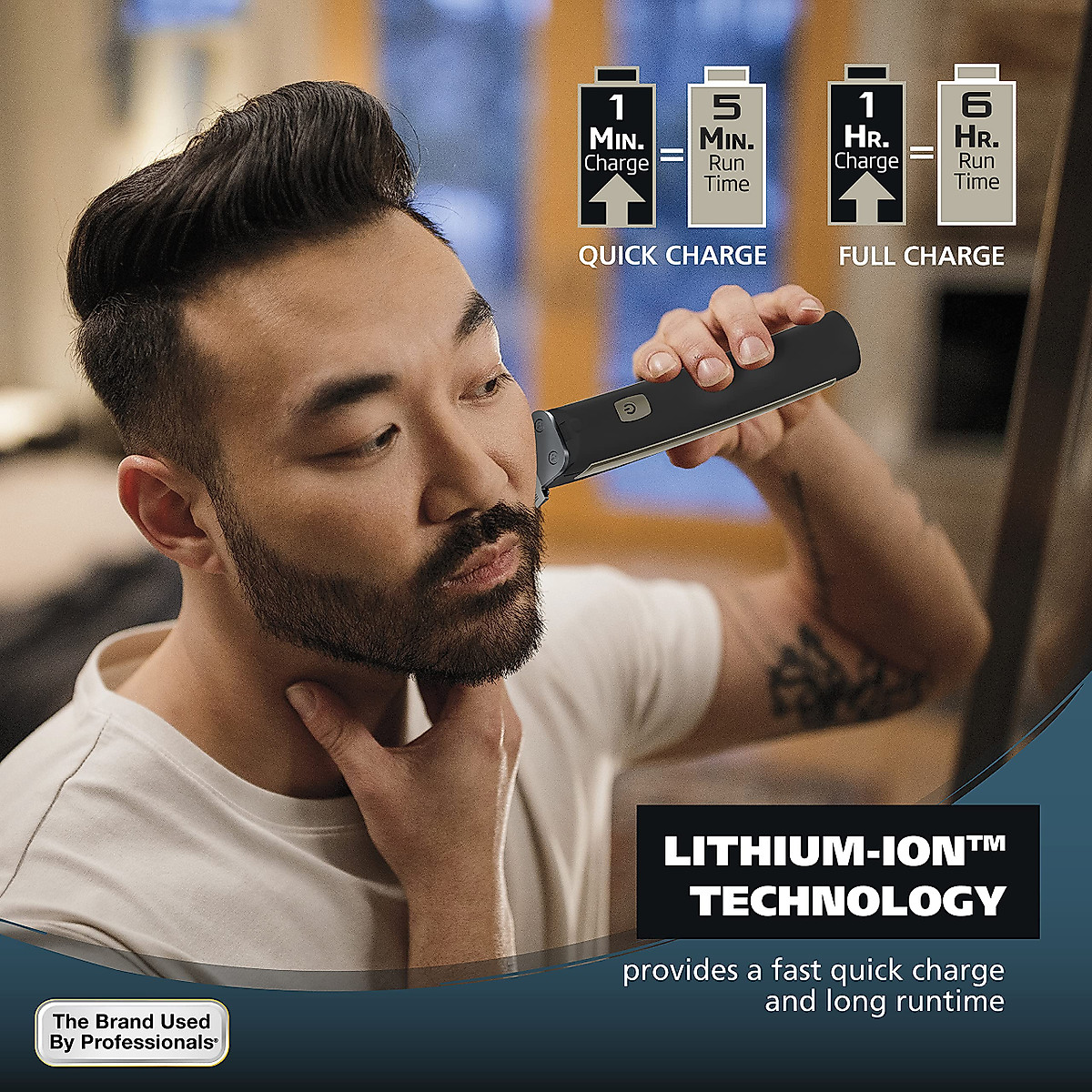 Wahl USA Rechargeable Lithium Ion 2.0 Beard Trimmer for Men - Facial Hair Trimmer with Precision T Blade for Grooming, Detailing Head, Light Touch Ups, Ear Nose & Eyebrow Model 9886-300