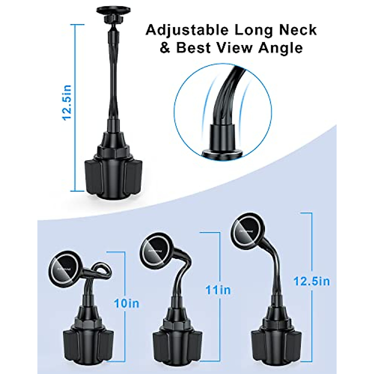 SUPERONE for MagSafe Car Cup Holder Phone Mount, [20 Strongest Magnets] Adjustable Gooseneck Cup Phone Holder for Car Compatible with iPhone 14 13 12 Series MagSafe Case & All Phone 【Tesla Compatible】
