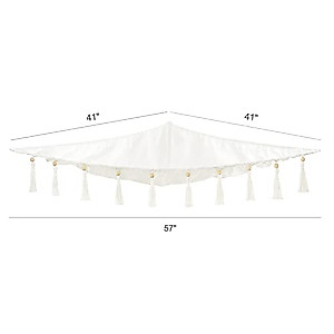 Mkono Stuffed Animal Hammock Macrame Hanging Toy Storage Organizer with Tassels Boho Large Corner Toy Net Hammock for Stuffed Animals Plush Toys Display Holder for Nursery Kid Room Playroom Bedroom