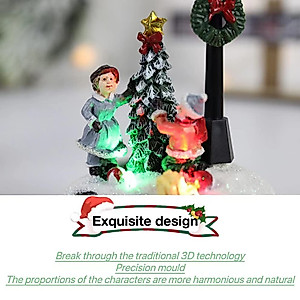 Wiexiang Christmas Village Set Decorations,Resin LED Warm Lights Christmas Tree Figurines, Mini Snowman Christmas Decorations, Christmas Village House Gift Sets, Collectible Buildings…