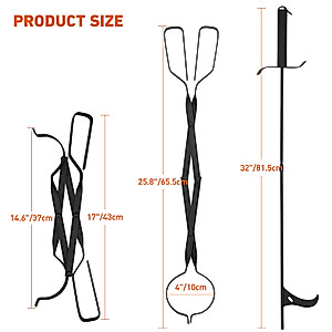 Heavy Duty Fireplace Fire Pit Campfire Bonfire Fire Tong and 32 inch Long Fire Poker Set with Traveling bag, firewood Grabber Tool for Wood-Burning for Solo Firepit Indoor and Outdoor use