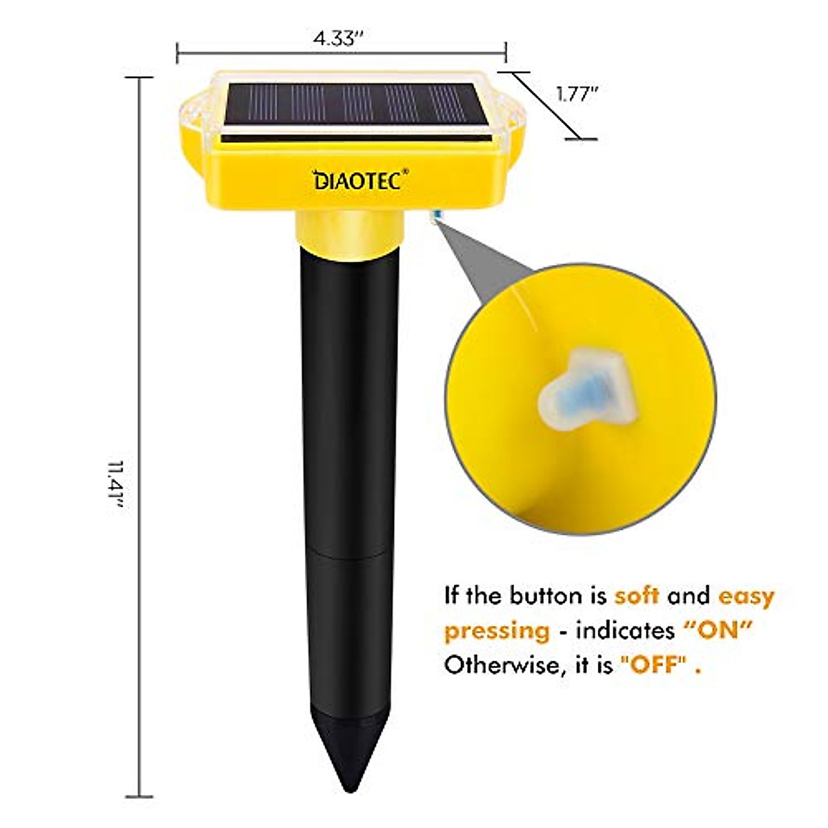 Diaotec Mole Repellents Solar Powered Groundhog Repellent Vole Repellent Outdoor Sonic Spike Pest Control to Keep Rodents Away from Your Lawn and Garden