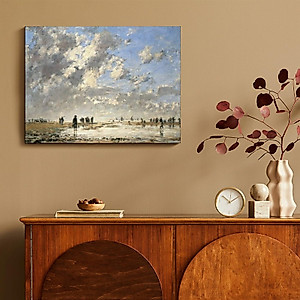 French Impressionist Landscape Oil Painting Sunset on The Coast Landscape Wall Art Wall Art Paintings Canvas Wall Decor Home Decor Living Room Decor Aesthetic 12x16inch(30x40cm) Frame-Style
