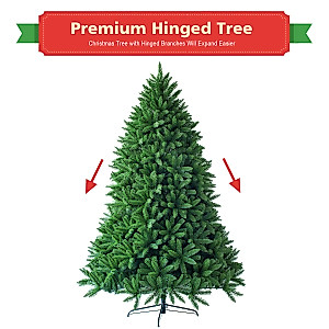 Goplus 7.5ft Unlit Artificial Christmas Tree, Premium Hinged Fir Tree, Easy Assembly with Metal Stand, Xmas Décor for Indoor and Outdoor (7.5ft)