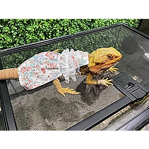 Lizard Dress for Bearded Dragon - Handmade Cotton Tutu Skirt with Lace Princess Sundress Halloween Costume Photo Cosplay Party for Reptile Lizard Bearded Dragon Crested Gecko Chameleon (M, Pink)