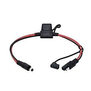 CERRXIAN 40cm 14AWG DC 5.5mm x 2.1mm to SAE 2 Pin Quick Disconnect Wire Harness Extension Cable with 10A Fuse for Portable Powers, Motorcycle Solar Panel Charger