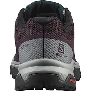 Salomon Outline Hiking Shoes for Women, Wine Tasting/Quarry/Green Gables, 5
