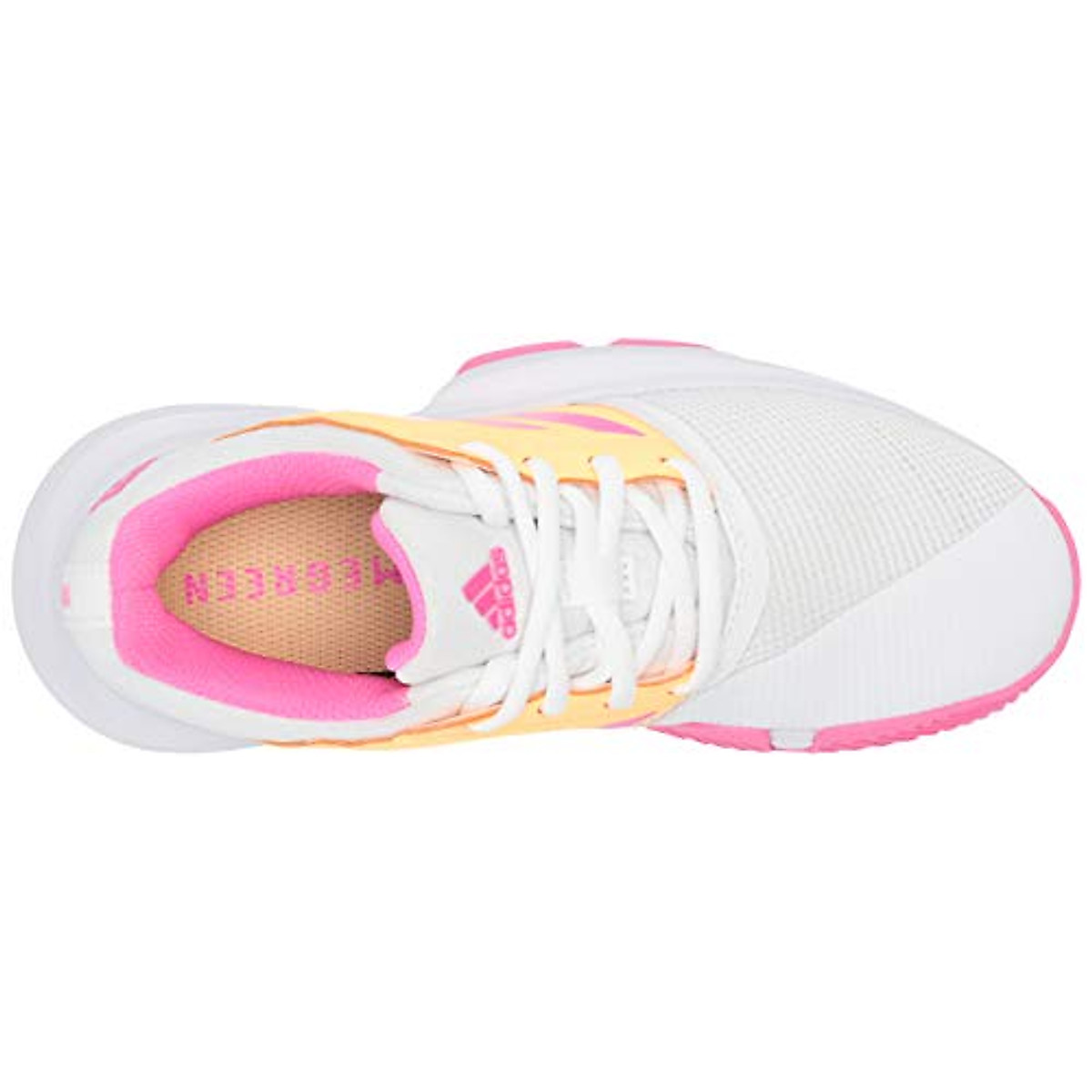 adidas Courtjam X Tennis Shoe, White/Screaming Pink/Acid Orange, 3.5 US Unisex Little Kid