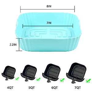 4 Pack Square Silicone Air Fryer Liners for 4-7 QT Air Fryers, Reusable Air Fryer Silicone Liners, Heat-Resistant Air Fryer Liners Silicone Material, BPA Free and Dishwasher Safe
