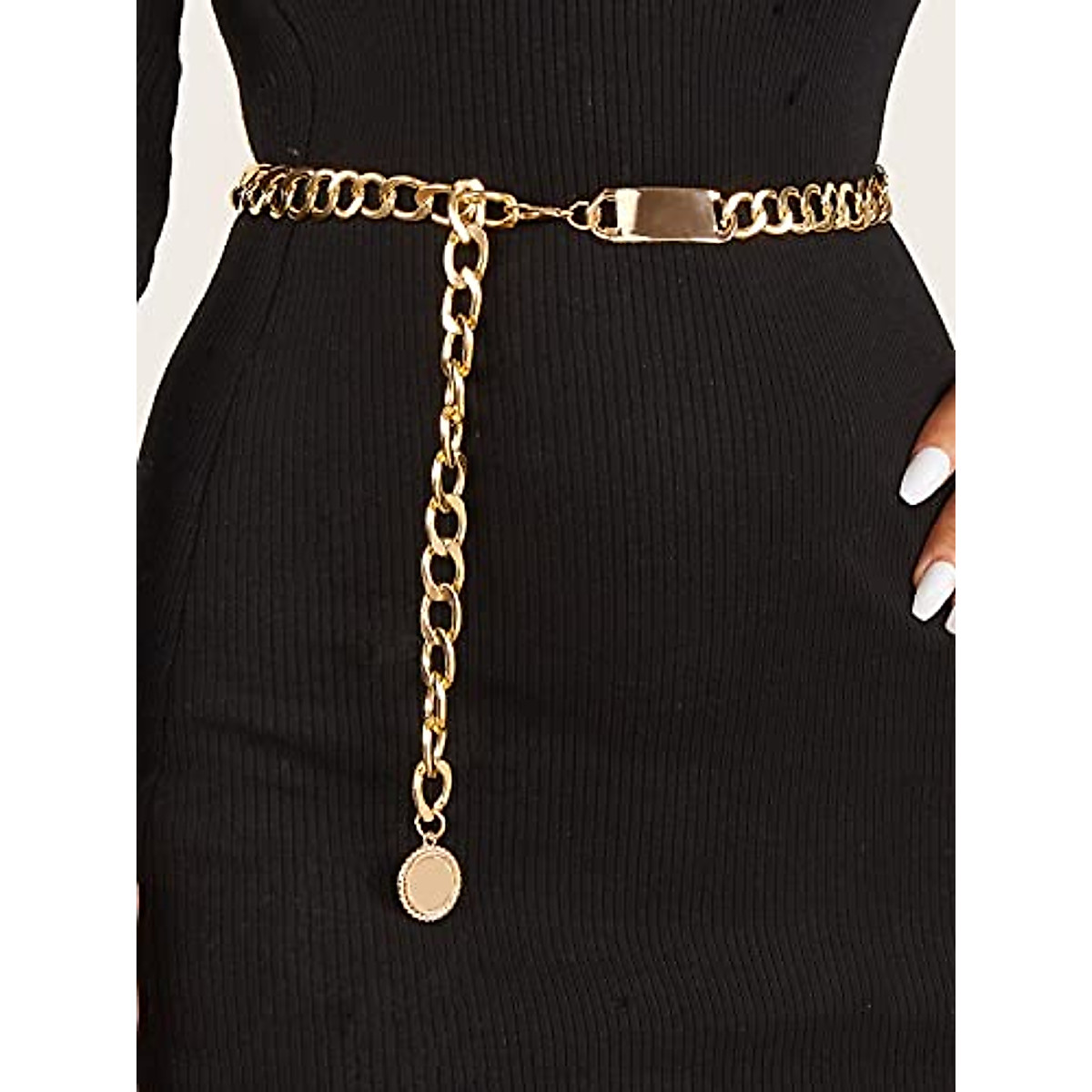 Verdusa Women's Chunky Waist Chain Belt Adjustable Body Link Gold one-size