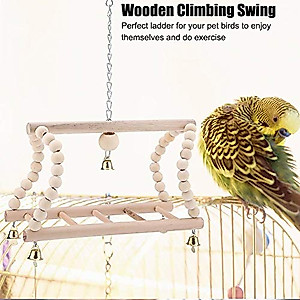 Bird Wooden Climbing Toys, Pet Parrot Toy Wooden Climbing Swing Ladder for Birds Hamster