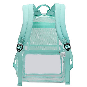 abshoo Heavy Duty Clear Backpack School Approved Transparent Clear Bookbag for School (Teal)