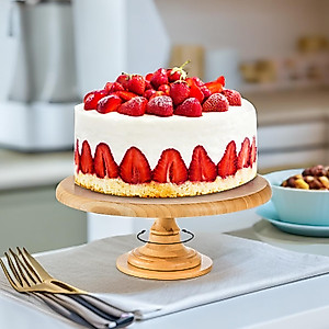 Yesland Wood Cake Turntable 13 Inch Cake Stand Rotating, Rustic Tabletop Round Cupcake Pedestal Stand Farmhouse Bamboo Cakes Holder Tray for Wedding, Birthday, Parties, Restaurants