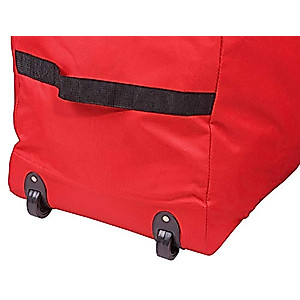 Primode Christmas Rolling Tree Storage Bag, Fits Up to 7.5 Ft. Tall Disassembled Holiday Trees, 22" H X 16" W X 50" L, Large Heavy Duty Storage Container with 2 Wheels and Handles (Red)