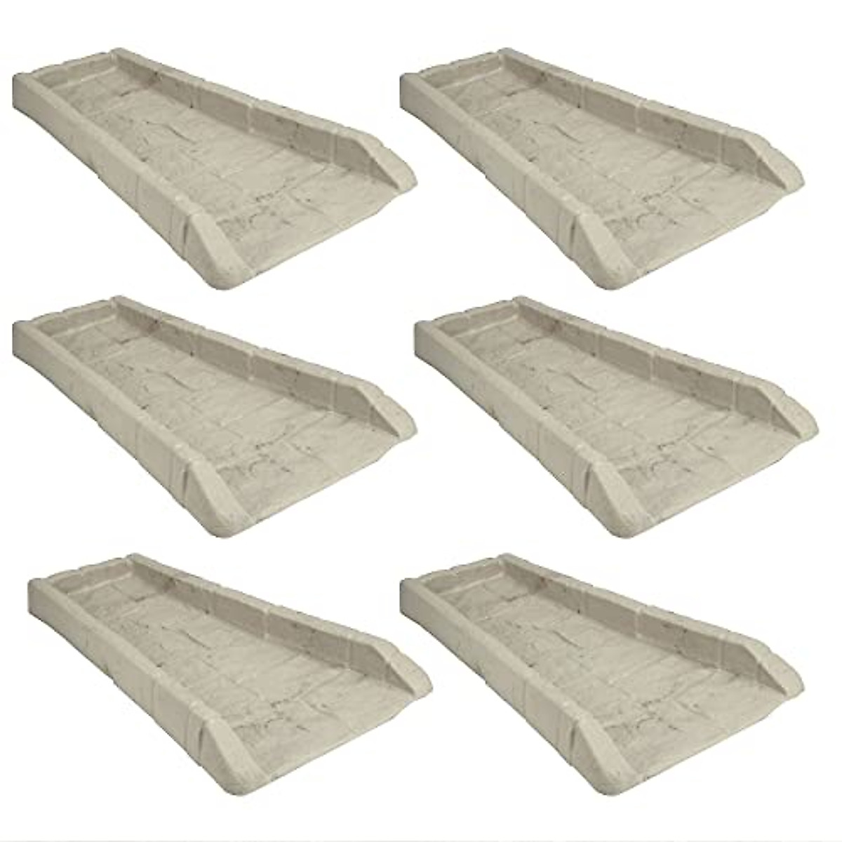 Suncast Durable Decorative Rain Gutter Downspout Erosion Prevention, Water Guard Diverter Catch Basin Tray Splash Block, Light Taupe (6 Pack)