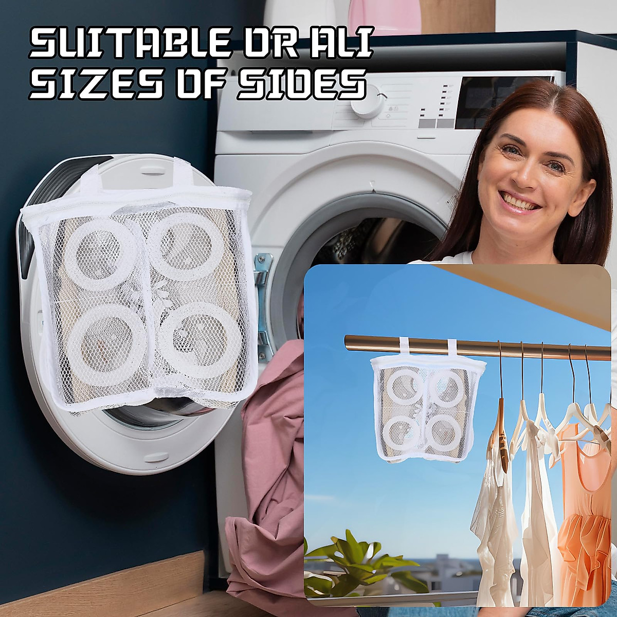 Shoes Washing Machine Bag for Men Size, Double Mesh Sneaker Cleaning Bag Fits Sneaker Up to Size 14, Shoe Laundry Bag for Gym Shoes, Slipper, Flat Shoes (14.5 x 12 x 6 inch) (L-Up to Size 14)