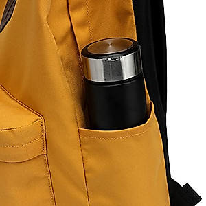VASCHY Lightweight Backpack for School, Classic Basic Water Resistant Casual Day-pack for Travel with Bottle Side Pockets (Gold)