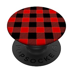 Red Black Checkered Gingham Buffalo Plaid PopSockets Standard PopGrip