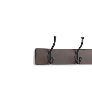 Amazon Basics Rectangular Wall-Mounted Farmhouse Metal, Coat Rack, 5 Hooks, Espresso