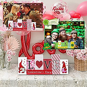 Reversible Valentine's Day/St. Patrick’s Day Decorations Wooden Sign, Double-Sided Valentines & St. Patrick’s Day Theme Farmhouse Table Centerpiece Decor Indoor for Home Mantle Shelf Tiered Tray Decor