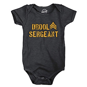 Drool Sergeant Baby Bodysuit Funny Military Army Sarcastic Infant Jumper Crazy Dog Novelty Infant Rompers With Sarcastic Sayings Soft Comfortable Funny Onesie Heather Black 6 Months