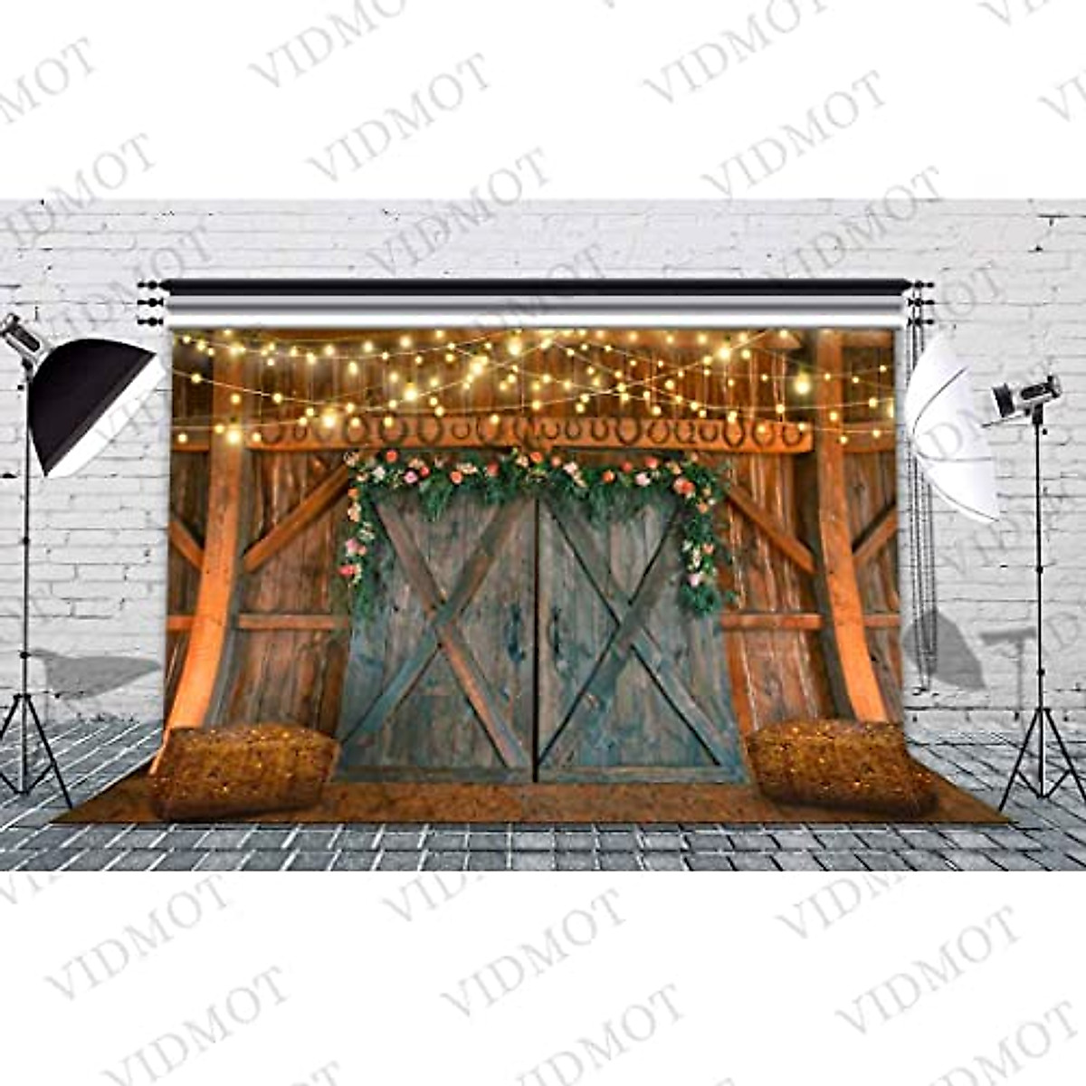 VIDMOT Rustic Barn Backdrop for Photography Wooden Barn Door Background 10x7ft Retro Cowboy Style Farm Theme Party Backdrop Party Cake Table Decor Backdrops Photo Studio Photography Props BJLSVV948