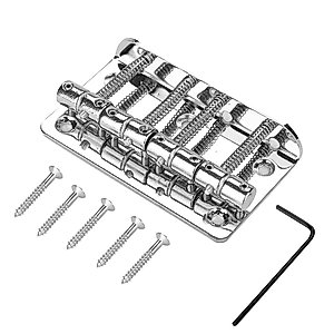 4 String Hardtail Bridge, Bass Bridge Saddles for Fender Precision 4 Saddle Hardtail 80mm Metal Tailpiece Electric Bass Bridge Replacement Accessory(Silver)