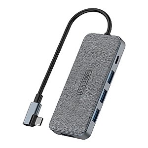 USB C Hub, ZSIMC 7-in-1 Docking Station Multiport Adapter with 4K HDMI, 100W Power Delivery, 3 USB 3.0 Ports, SD/TF Card Reader for MacBook Pro/Air, iPad Pro/Mini 6, Surface and More Type C Laptops
