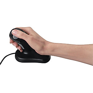 3M Wired Ergonomic Optical Mouse, Patented Vertical Grip Design Keeps Your Hand and Wrist at a Neutral Angle for Comfort, USB/PS2 Plug and Play Compatibility, 6.5' Cord, Large Size, Black (EM500GPL)
