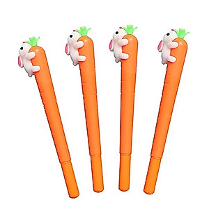 BinaryABC Carrot Bunny Rabbit Gel ink Pen,Easter Gift Easter Party Decoration,5Pcs
