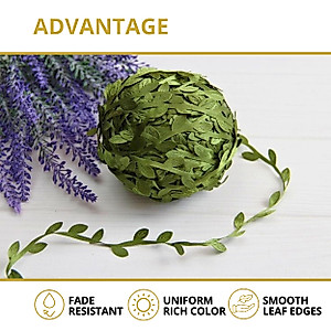 Killer's Instinct Outdoors Leaf Ribbon 20 Yard Fabric Ribbons Roll Green Leaf Ribbon 1" Width Artificial Olive Leaf Trim Ribbon or Gift Wrapping Craft DIY