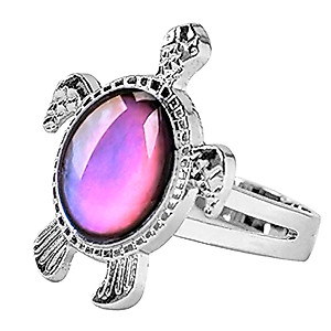 Jiali Q FANTASY 6pcs Mood Ring Change Color Ring Adjustable Size Temperature Finger Ring (turtle)