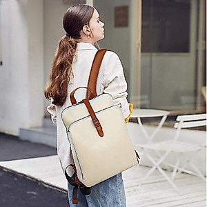 CLUCI Womens Backpack Purse Genuine Leather 15.6 Inch Laptop Vintage Travel Large Business College Shoulder Bag Vintage Yellow