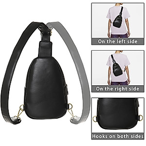 Haytijoe Small Sling Bag for Women Crossbody Bag Vegan Leather Fanny Packs for Travel(Black)
