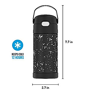 THERMOS FUNTAINER 12 Ounce Stainless Steel Vacuum Insulated Kids Straw Bottle, Space