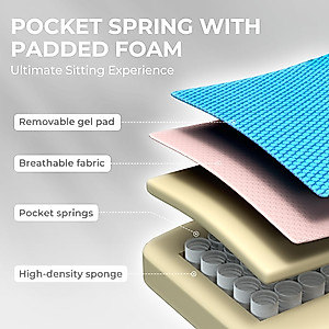 Dowinx Gaming Chair Breathable Fabric Computer Chair with Pocket Spring Cushion, Comfortable Office Chair with Gel Pad and Storage Bag,Massage Game Chair with Footrest,Pink