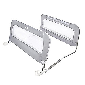 Summer® Double Safety Bedrail, Gray, Metal and Fabric Bedrail Set for Toddlers, 42.5” Long, Fits Twin, Full, and Queen Beds and Accommodates Thick Mattresses and Platform Beds