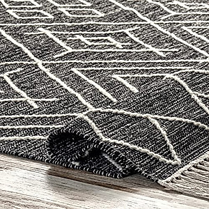 nuLOOM Cheryl Cotton Flatweave Diamond Trellis Tassel Area Rug, 6' x 9', Grey