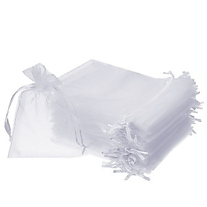 Boshen 100/200PCS Organza Gift Candy Sheer Bags Mesh Jewelry Pouches Drawstring Bulk for Wedding Party Favors Christmas 3"x4" 4" X 6" 5"x7" (3" X 4"(100PCS), White)