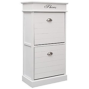 WIFESE Shoe Storage Shoe Cabinet for Entryway 19.7"x11"x38.6" Shoe Organizer Shoe Cubby Storage with Doors Shoe Rack Organizer Shoe Shelves Shoe Closet Article White