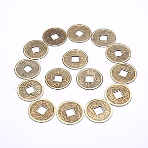 Topxome 100PCS Brass 24mm Chinese Ancient Feng Shui Lucky Coin Good Fortune Dragon and Phoenix Antique Wealth Money Collection Gift