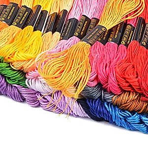 VICOVI 50 Skeins Embroidery Floss Rainbow Colors 30 Skeins White & Black Embroidery Thread for Friendship Bracelet String Cross Stitch DIY String Art with 10 PCS Floss Bobbins