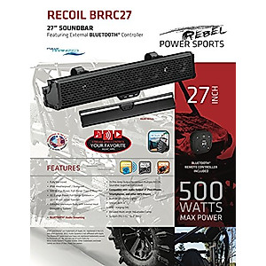 BOSS Audio Systems BRRC27 27 Inch ATV UTV Sound Bar - IPX5 Weatherproof, 3 Inch Speakers, 1 Inch Tweeters, Built-in Amplifier, Bluetooth&Dome Lights, Easy Installation for 12 Volt Vehicles
