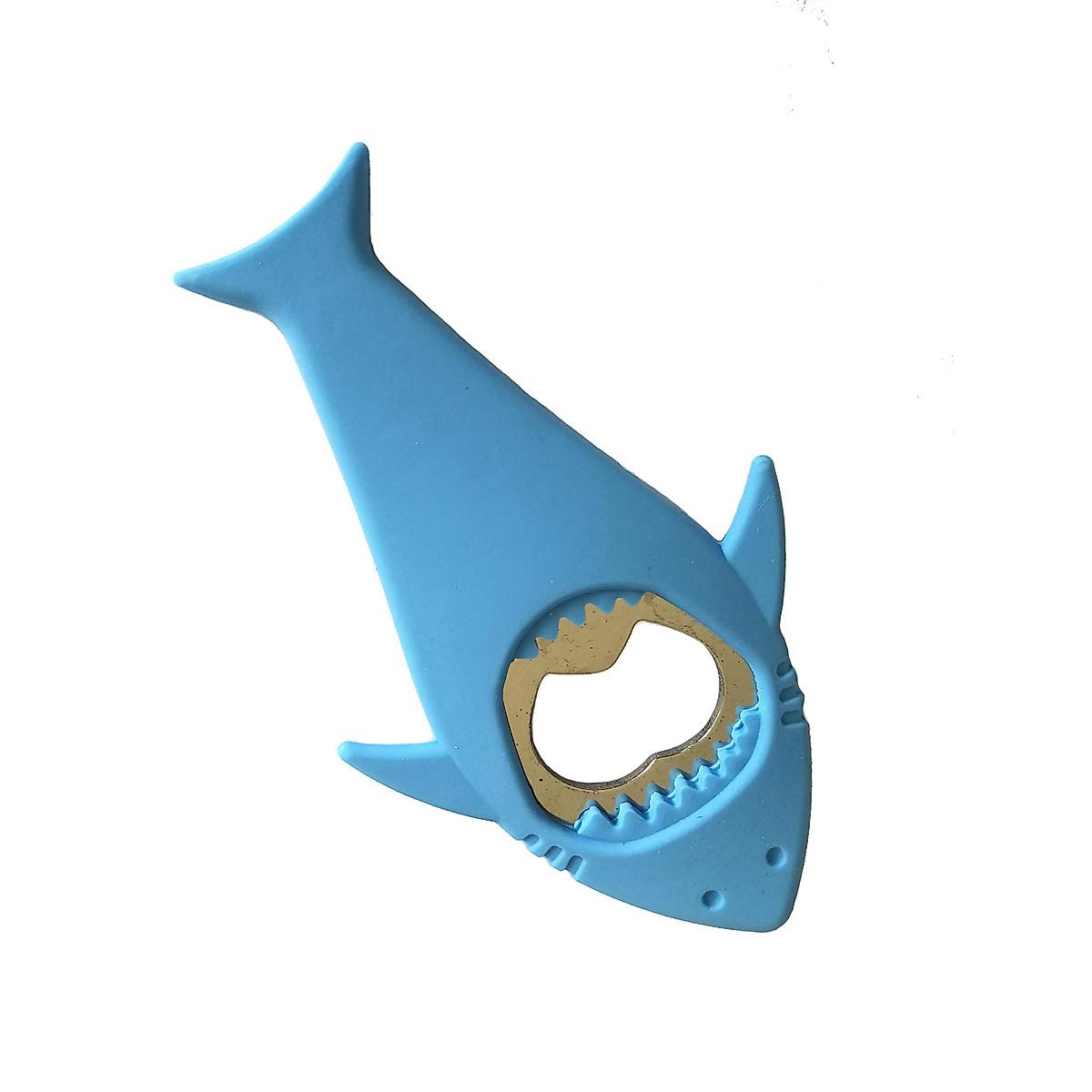 L & H Household Cool Shark bottle Opener Silicone Stainless Steel Beer Bottle Opener Shark Refrigerator Magnet 4.8" x 2.7 (Blue, 1)