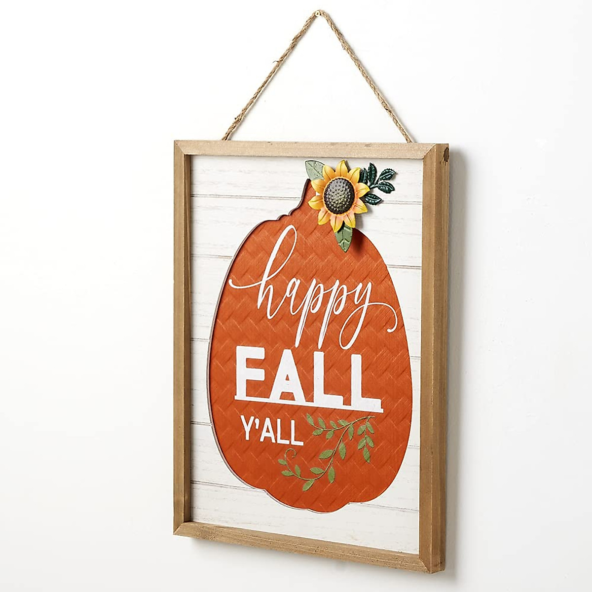 ZiMiu Happy Fall Y'all Sign Metal Sunflower Wooden Thanksgiving Décor Autumn Rustic Hanging Signs Farmhouse Rustic Wall Plaque Home Decor Harvest Door Signs for Front Door Garden Yard Porch 13"x11"