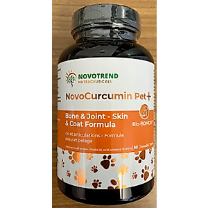 NovoCurcumin Pet+ BioBDMC30 Bone & Joint - Skin & Coat Formula - 90 Chewable Tablets
