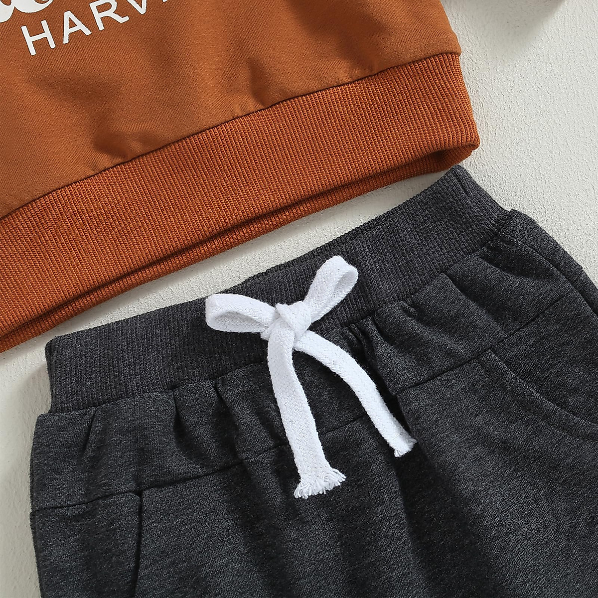 Toddler Baby Boy Halloween Outfits Tracksuit Pumpkin Print Long Sleeve Sweatshirt Elastic Pants Cute Infant Fall Clothes (Earthy Yellow, 18-24 Months)