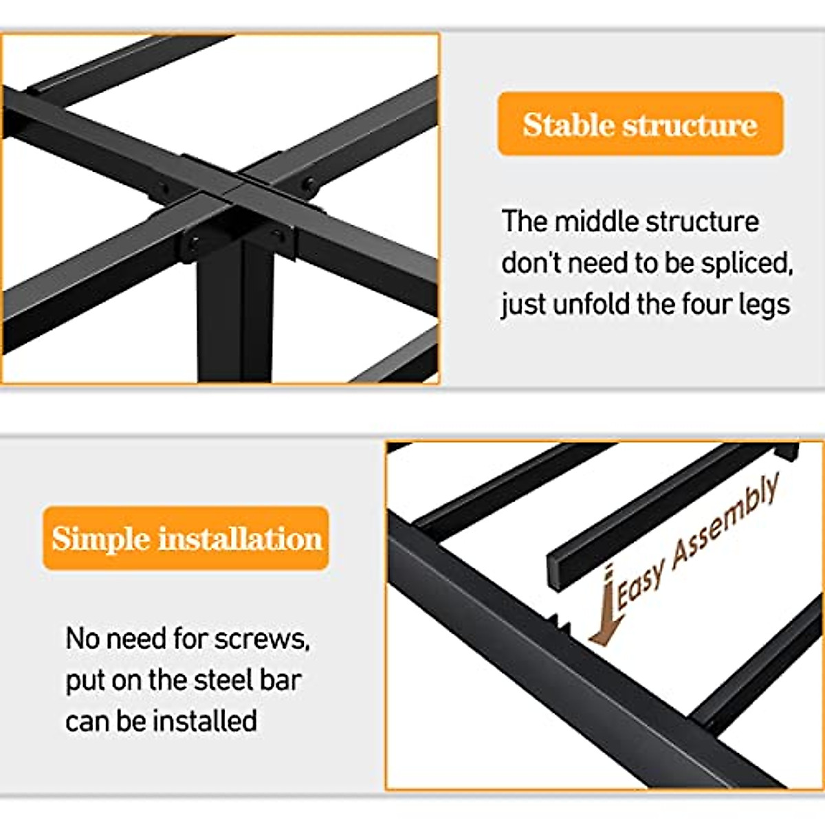 COMASACH King Bed Frame Heavy Duty,14" High Black Metal Platform Bed Frame,Sturdy Steel Frame,Support up to 3500lbs,No Box Spring Needed,Noise-Free,Easy Assembly