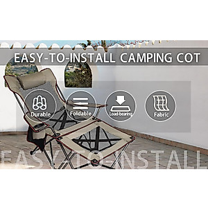 YDY+YQY Camping Lounge Chair,Portable Lounge Chair with Cup Holder and Pillow,Adjustable Chaise Lawn Chair with Footrest for Outdoor Indoor Office Beach Camp Picnic (Grey)